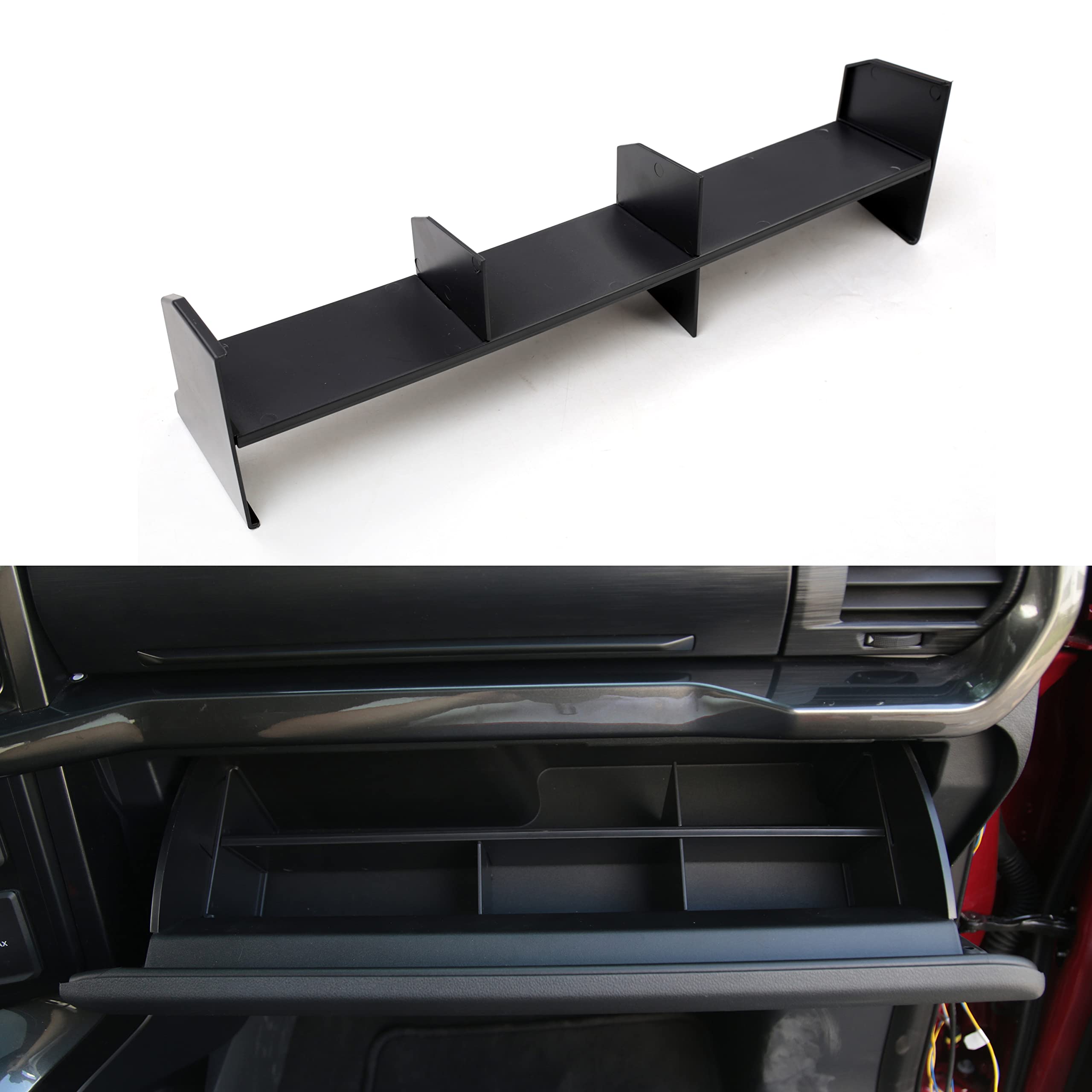 Glove Box Organizer for 2021 Ford F150 - Glove Box (Lower) Tray Insert Glove Box Dividers ABS Black Materials Compartment Tray