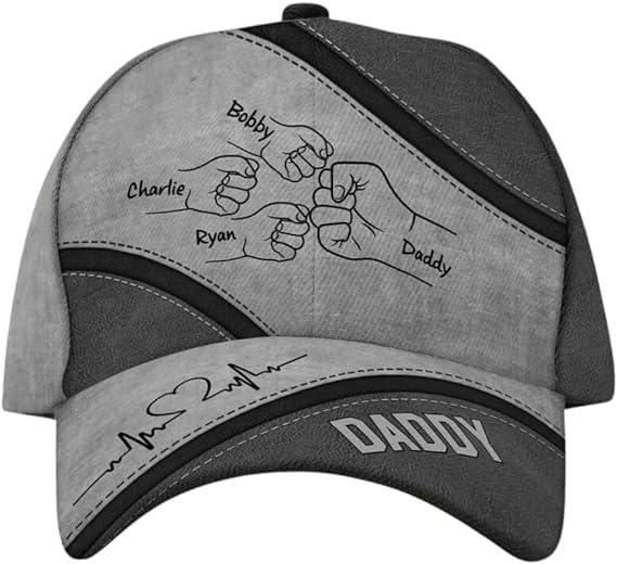 Pamaheart First Bump Daddy Grandpa Personalized Classic Cap for Dad, Dad Hat, Grandpa Hat, Custom Dad Grandpa Hat with Kids Name, Dad Cap, Gift for Daddy On Father's Day, Dad Hats for Men Grandpa
