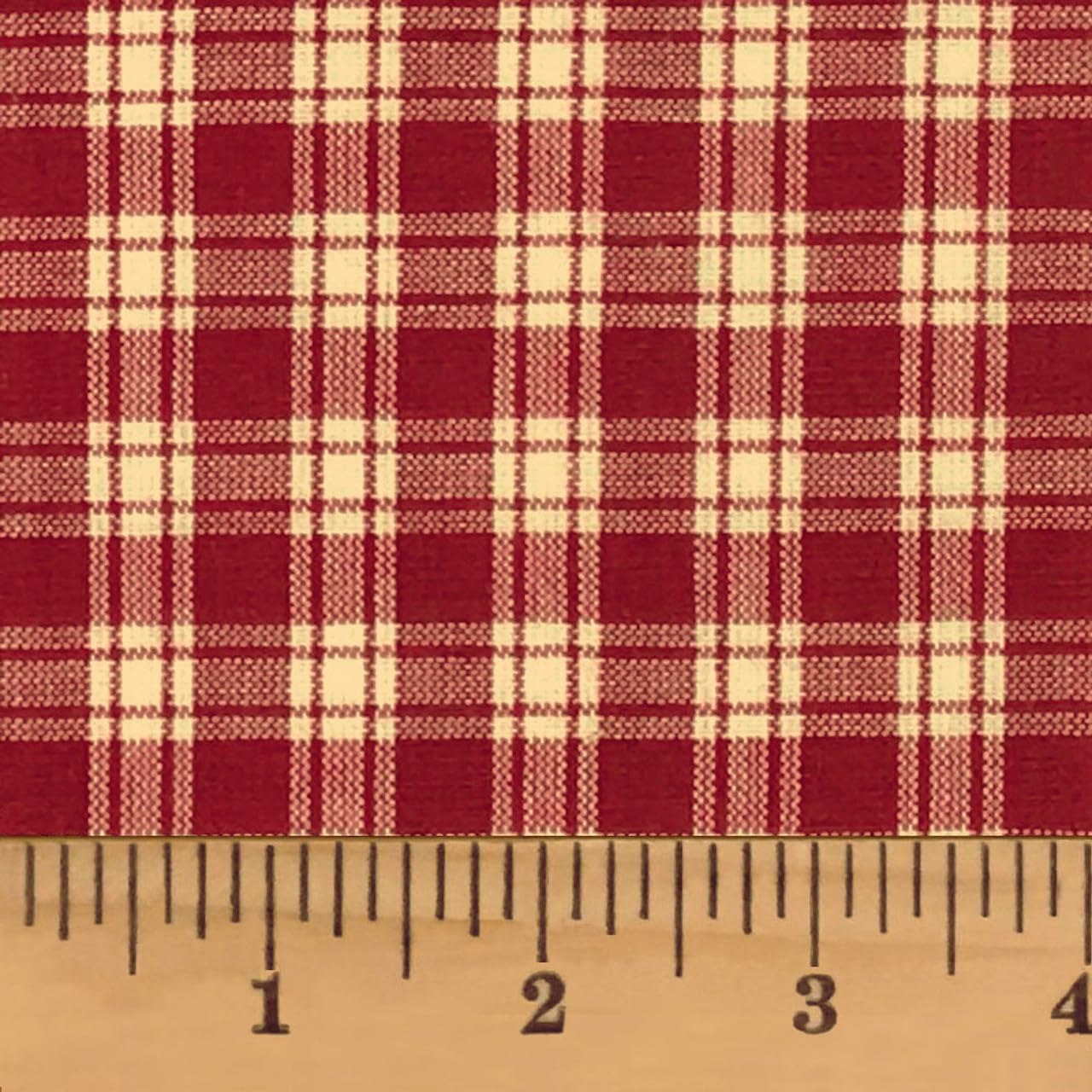 Primitive Red 4 Plaid Cotton Homespun Fabric by JCS - Sold by The Yard