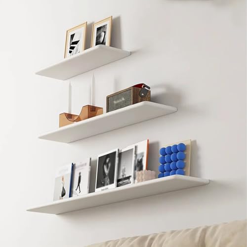 QATGQBCF 20 * 30cm Wooden Floating Wall Shelf, Wall Mounted Shelf, Decorative Storage Shelf, Thickness 2cm, Rounded Corners, Strong Load Capacity(White,20 * 90cm)