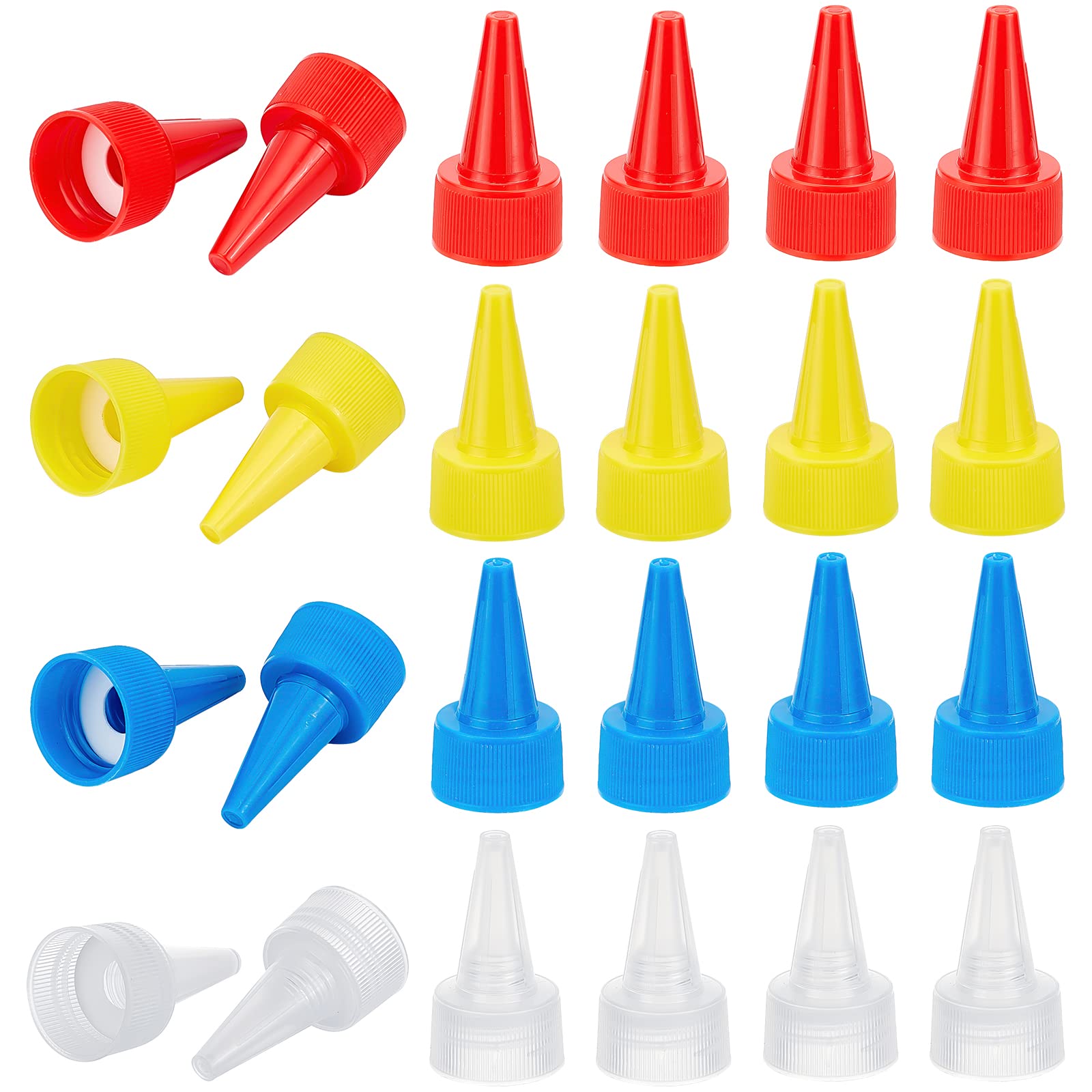 PH PandaHall 40pcs 24/410 Twist Caps Squeeze Bottle Cap Finish Plastic Bottle Caps Dispensing Cap Replacement Caps for Yorker Squeeze Bottles Glue Bottles, Neck Diameter: 26.5mm