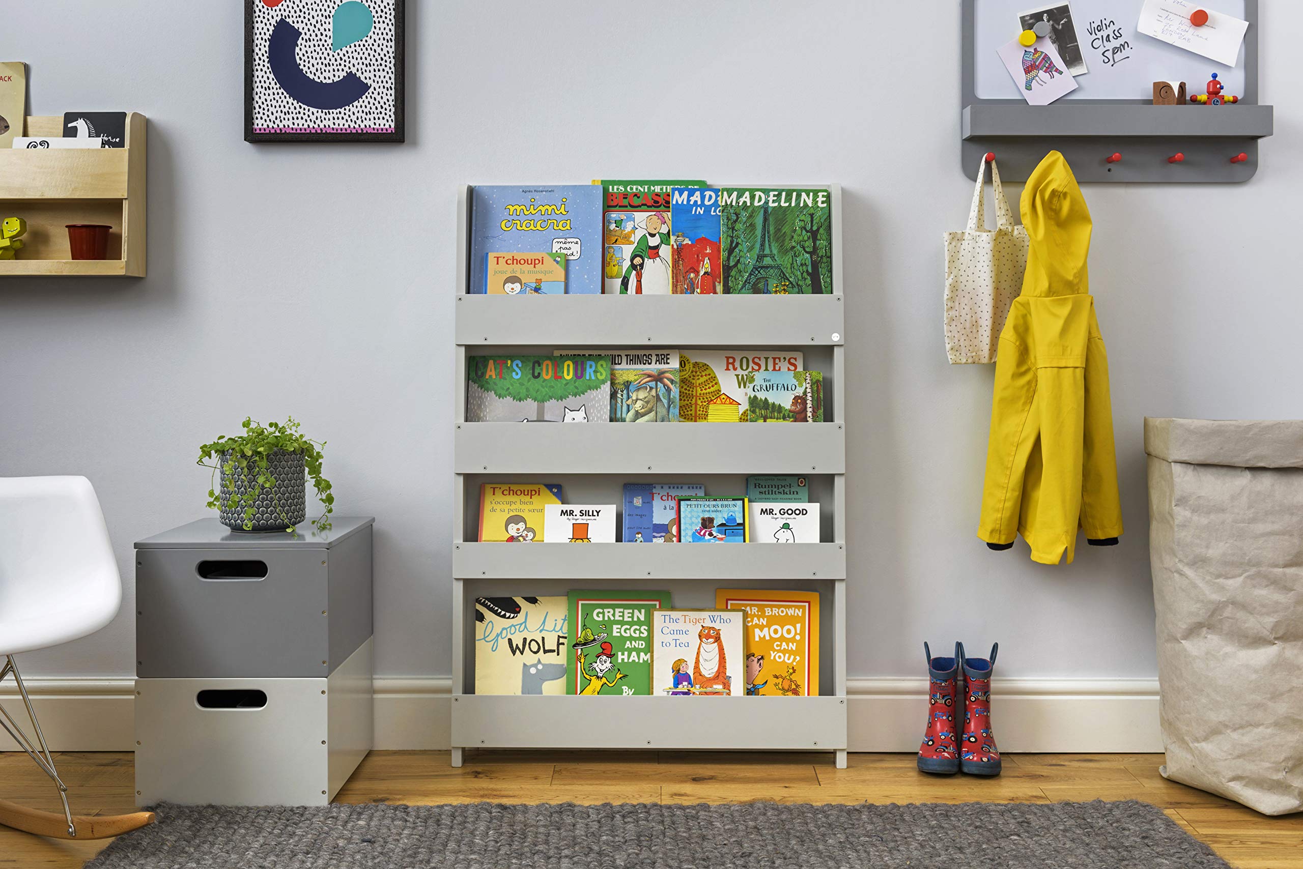 Tidy Books® Children’s Bookshelf 43.3” x 30.3” x 2.8” - The Original Handmade Classic Book Storage Solution for Kids Age 0-10 - 4 Shelves - Gray