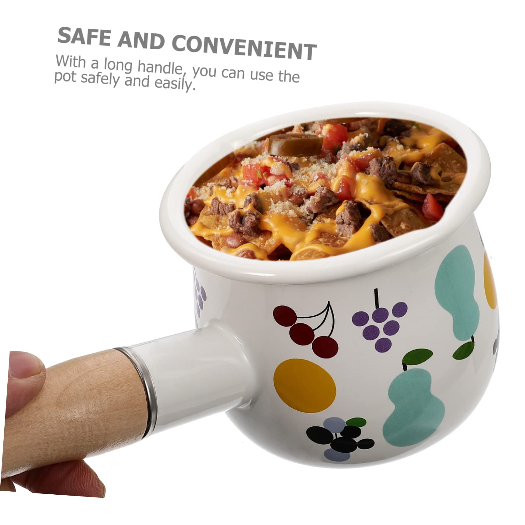 SHOWERORO Enamel Portable Butter Warmer and Small Milk Pan for Baby Food Ideal for Heating Milk and Melting Butter Enamel Construction with Handle