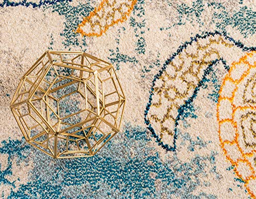 Unique Loom Positano Collection Coastal Modern Turtles Beige Area Rug (8' x 10')