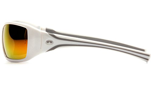 Pyramex Goliath Safety Eyewear, White Frame, Indoor/Outdoor Mirror Lens