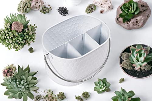 utensil caddy for parties, utensil caddy for countertop, kitchen utensil caddy, plate and utensil caddy - picnic utensil caddy, kitchen utensil caddy for countertop - 10 Inches (Snow White)