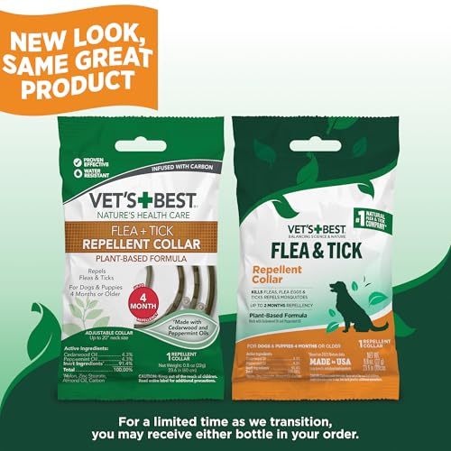 Vet's Best Flea and Tick Repellent Collar for Dogs - Flea and Tick Prevention for Dogs - Plant-Based Ingredients - Small to Large Dog Flea Collar - Up to 20β Neck Size