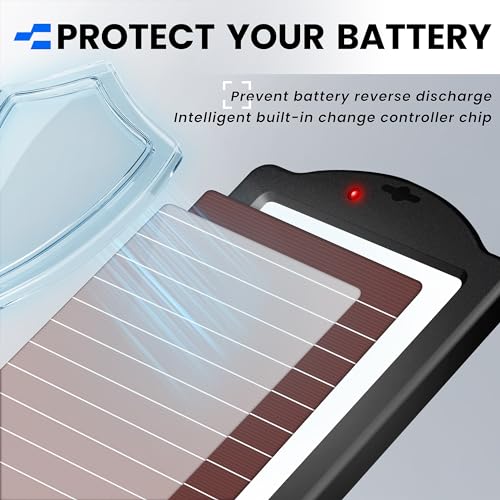 POWOXI 1.8W 12V Solar Car Battery Charger Maintainer, Portable Solar Panel Trickle Charging Kit for Automotive, Motorcycle, Boat, ATV,Marine, RV, Trailer, Powersports, Snowmobile, etc.