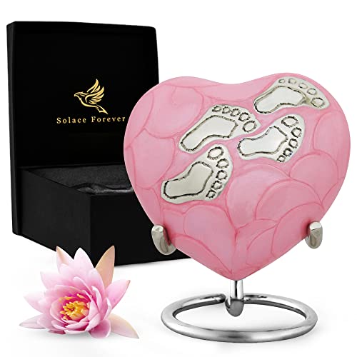 Small Heart Urn for Baby Ashes - Pink Heart Cremation Urn for Baby Girl - Small Urn with Box & Stand - Heart Shaped Urn for Ashes - Small Keepsake Urn Heart - Mini Urn for Infants & Children
