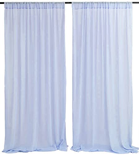 MDS - Wrinkle-Free Wedding 10ft x 10ft Dusty Blue Chiffon Backdrop Curtains Drapes, Sheer Chiffon Fabric Photography Curtain Drapes for Wedding Ceremony Arch Party Stage Decoration - Dusty Blue
