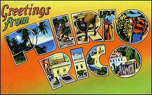 MAGNET 3x5 inch Vintage Greetings from PUERTO RICO Sticker (Old Postcard Art Logo pr) Magnetic vinyl bumper sticker sticks to any metal fridge, car, signs