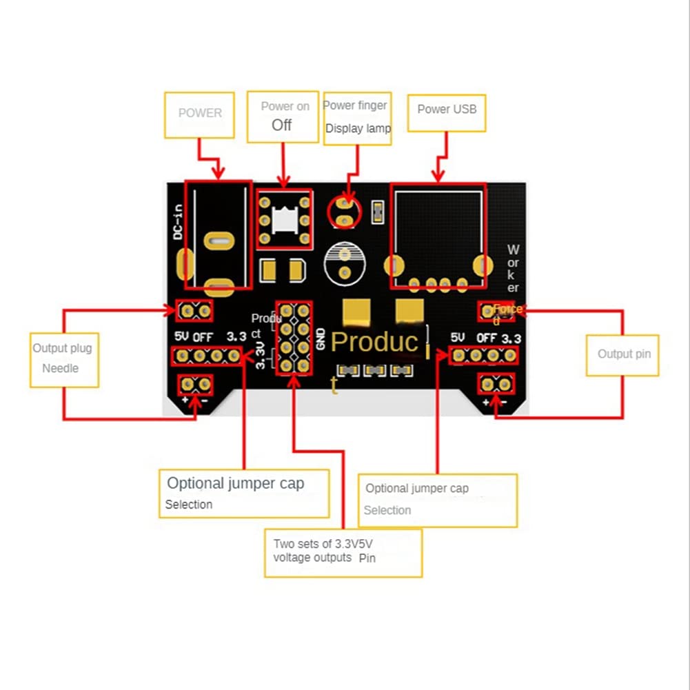 PRIZOM 1Pcs MB102 Breadboard Dedicated Power Module Compatible 5V 3.3V Solderless Bread Board DIY