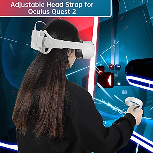 Head Strap for Oculus Quest 2 Elite Strap with Battery Pack Holder, Adjustable Replacement Headband Accessories for Quest 2, Enhance Support and Balance in VR Gaming