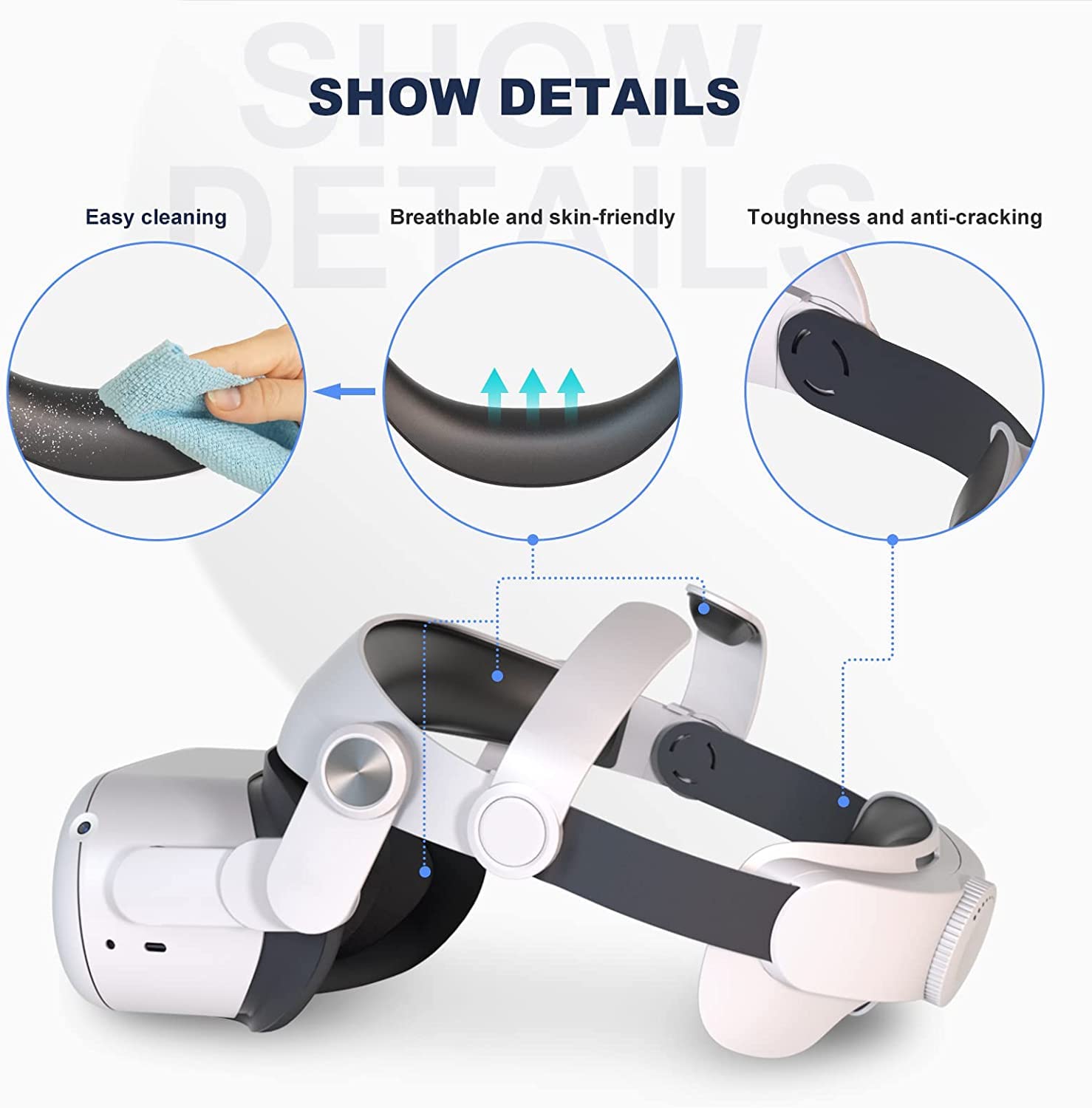 Head Strap for Oculus Quest 2, Elite Strap Replacement for Oculus Quest 2 Head Strap, Oculus Quest 2 Accessories, Compatible with Meta/Oculus Quest 2 VR Device