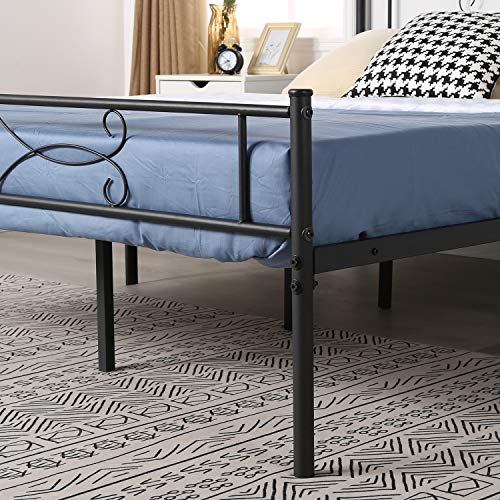 VECELO Full Size Bed Frame Metal Platform/Mattress Foundation with headboard Footboard/Steel Slat Support/No Box Spring Needed/Easy Assembly