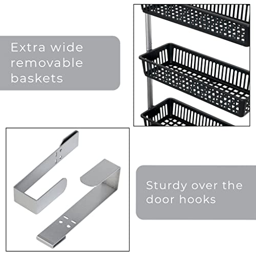 Smart Design Over-the-Door Organizer for Storage β Perfect for Pantry Organization, Bedroom, Bathroom Storage, Playroom, or Kitchen - Adjustable Steel Frame with 8 Baskets & Wall Mount β Black