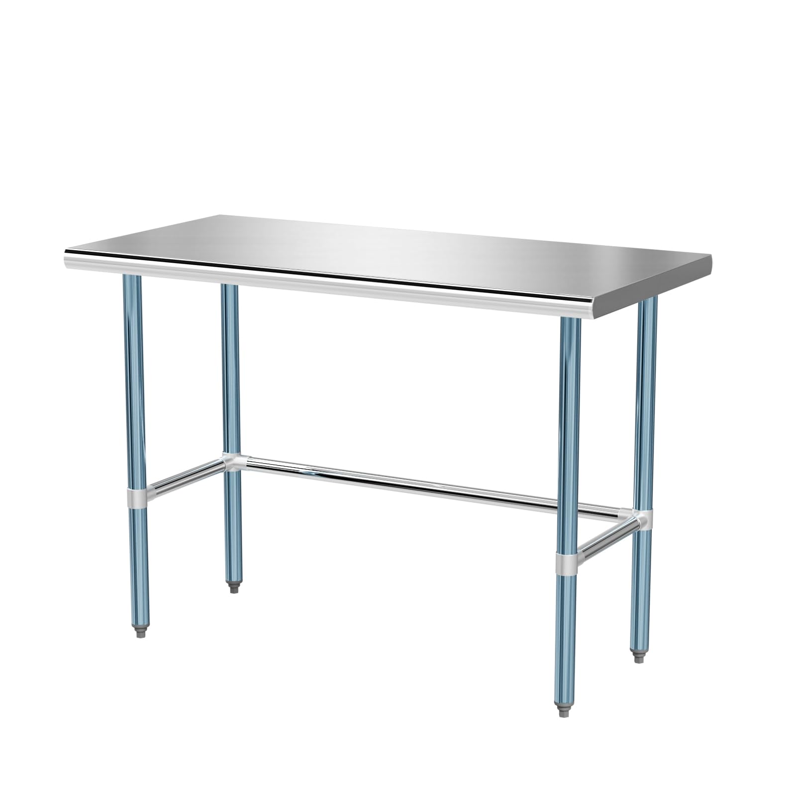 ROVSUN 60" x 24" Stainless Steel Open Base Table, NSF Commercial Metal Table, Heavy Duty Prep & Work Table with Galvanized Legs for Home Kitchen, Restaurant,Hotel, Garage, Laundry, Utility
