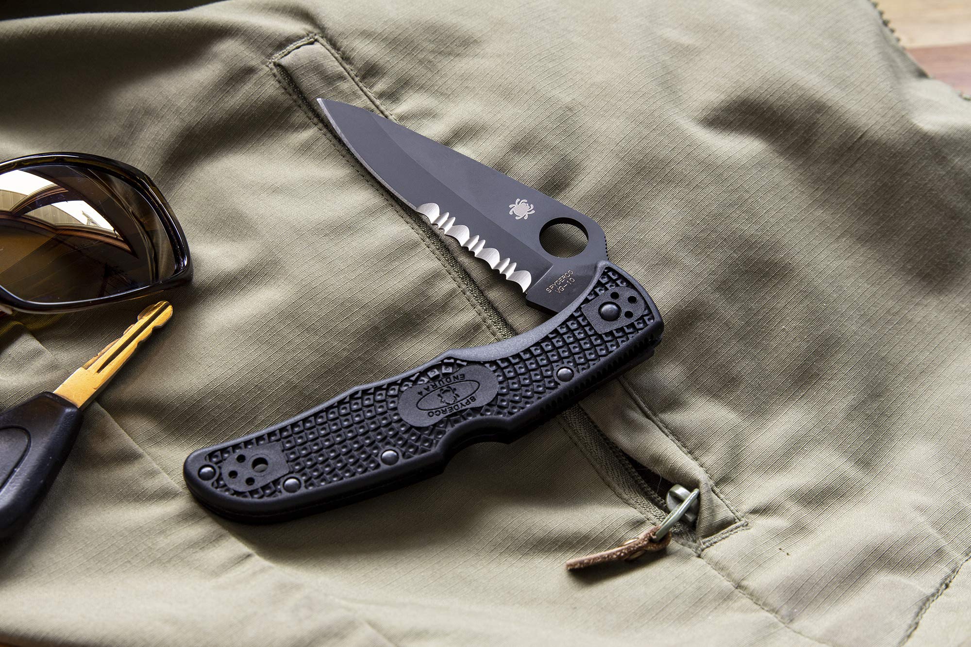 Spyderco Endura 4 Signature Knife with 3.80" VG-10 Steel Blade with Emerson Opener and FRN Handle - PlainEdge - C10PGYW