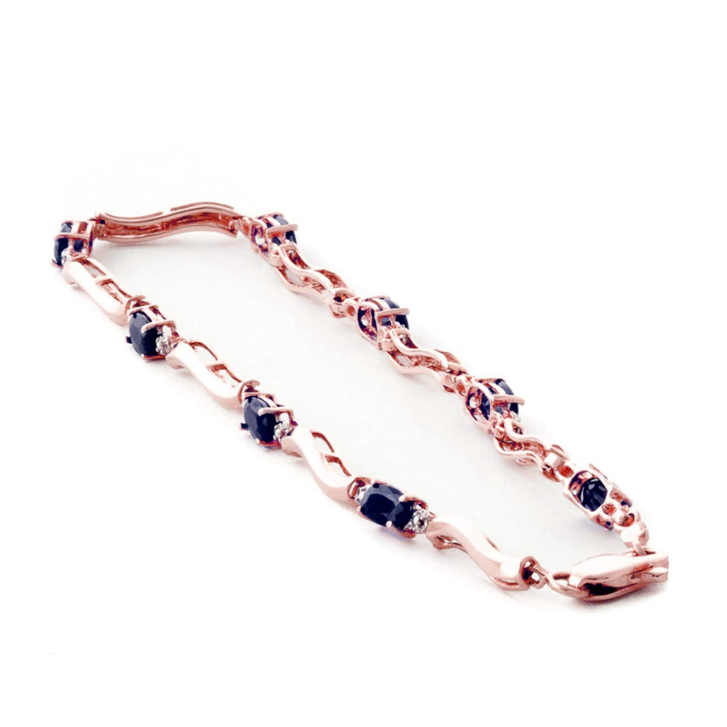 Galaxy Gold GG 2.01 CTW 14k Solid Rose Gold Tennis Bracelet Diamond Sapphire