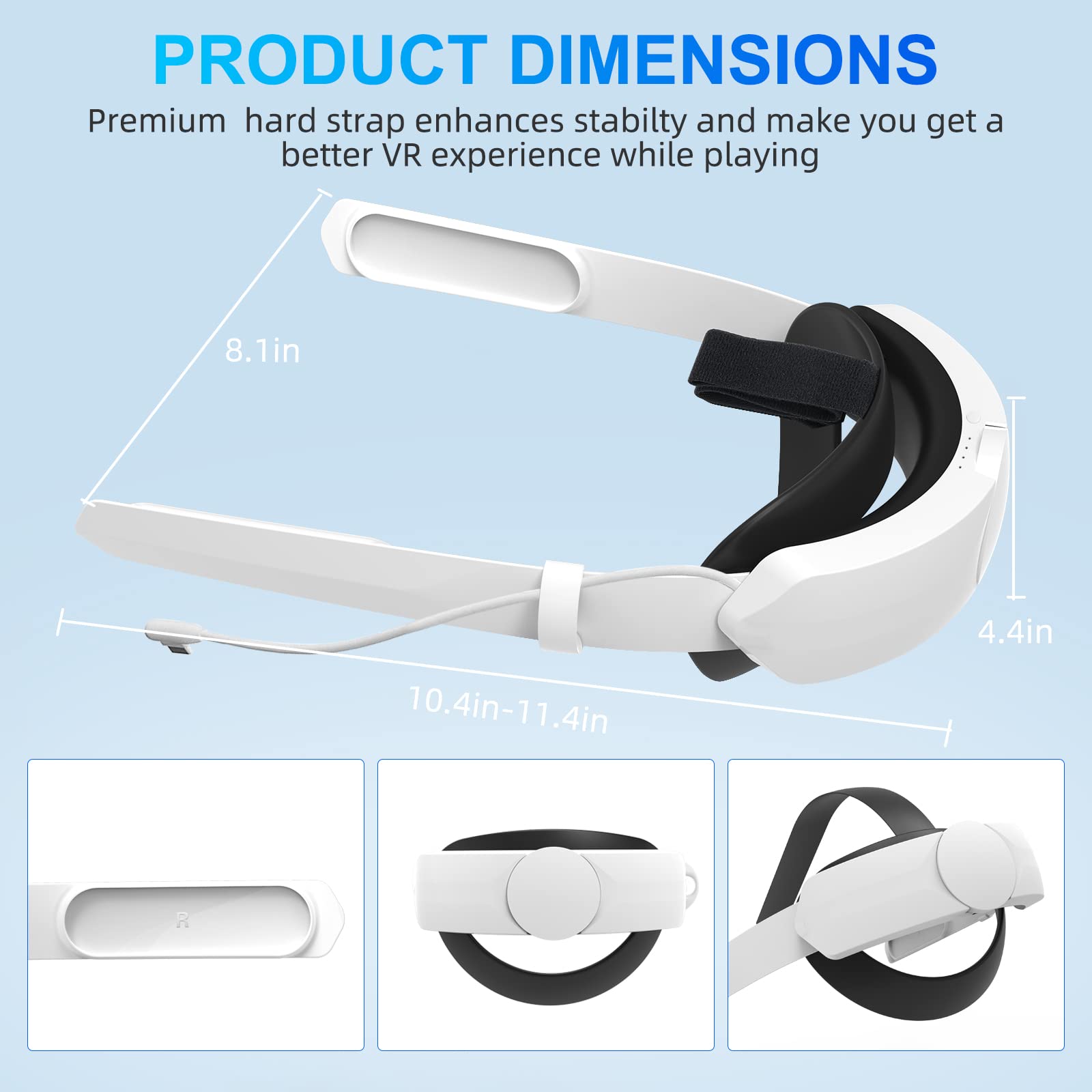 Head Strap for Oculus Quest 2, Built-in 5000mAh Battery Pack, Simple Connection and Lightweight Design, Extend 6hrs Playtime for Quest 2/Meta VR