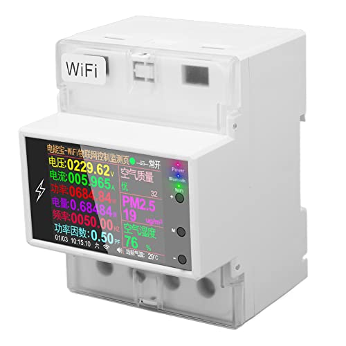 Smart Power Monitor, Multifunctional APP Control Sharing Management AC85β265V WiFi Electric Meter with 2.4in TFT Display for Shopping Mall