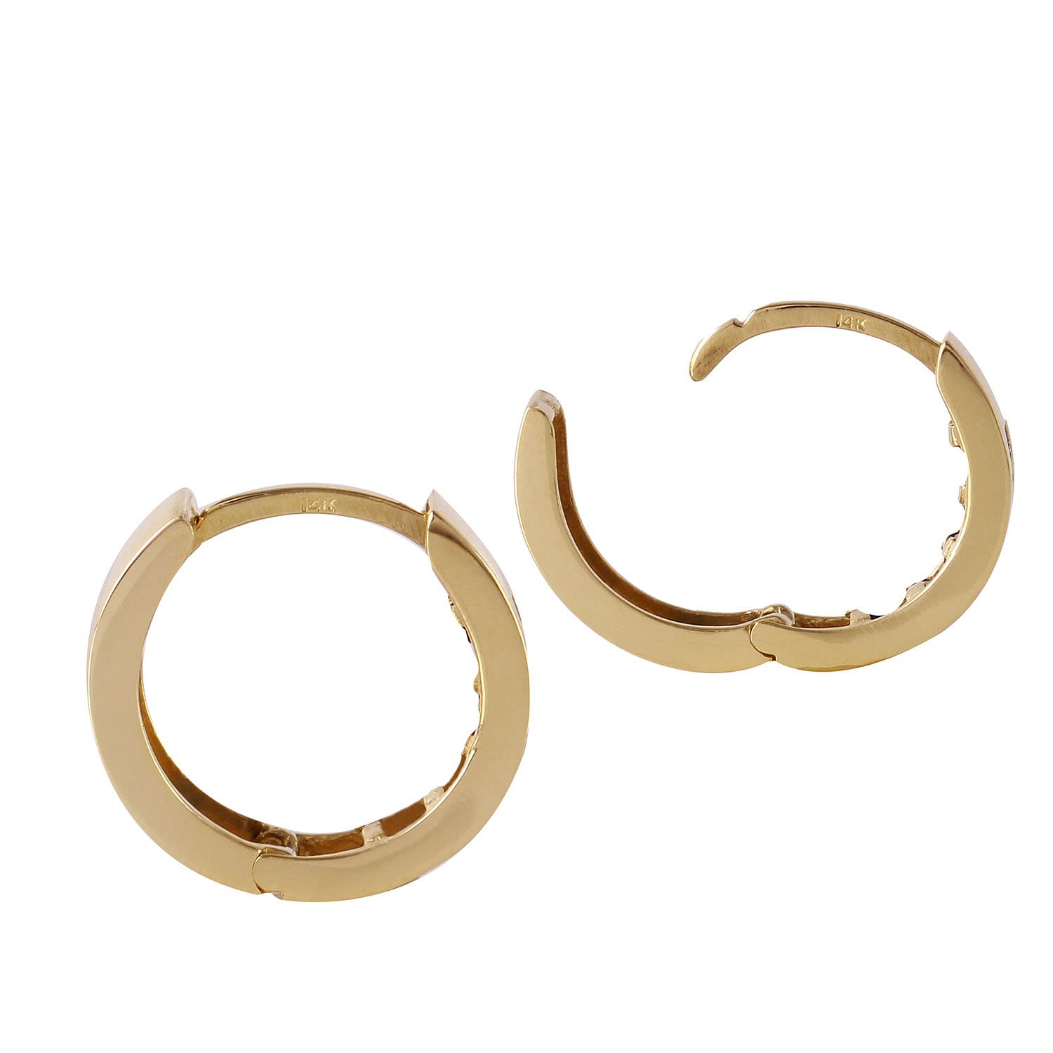 Galaxy Gold GG Genuine 14k Solid Gold Hoop Huggie Earrings with 1.3 Carat Natural Sapphire