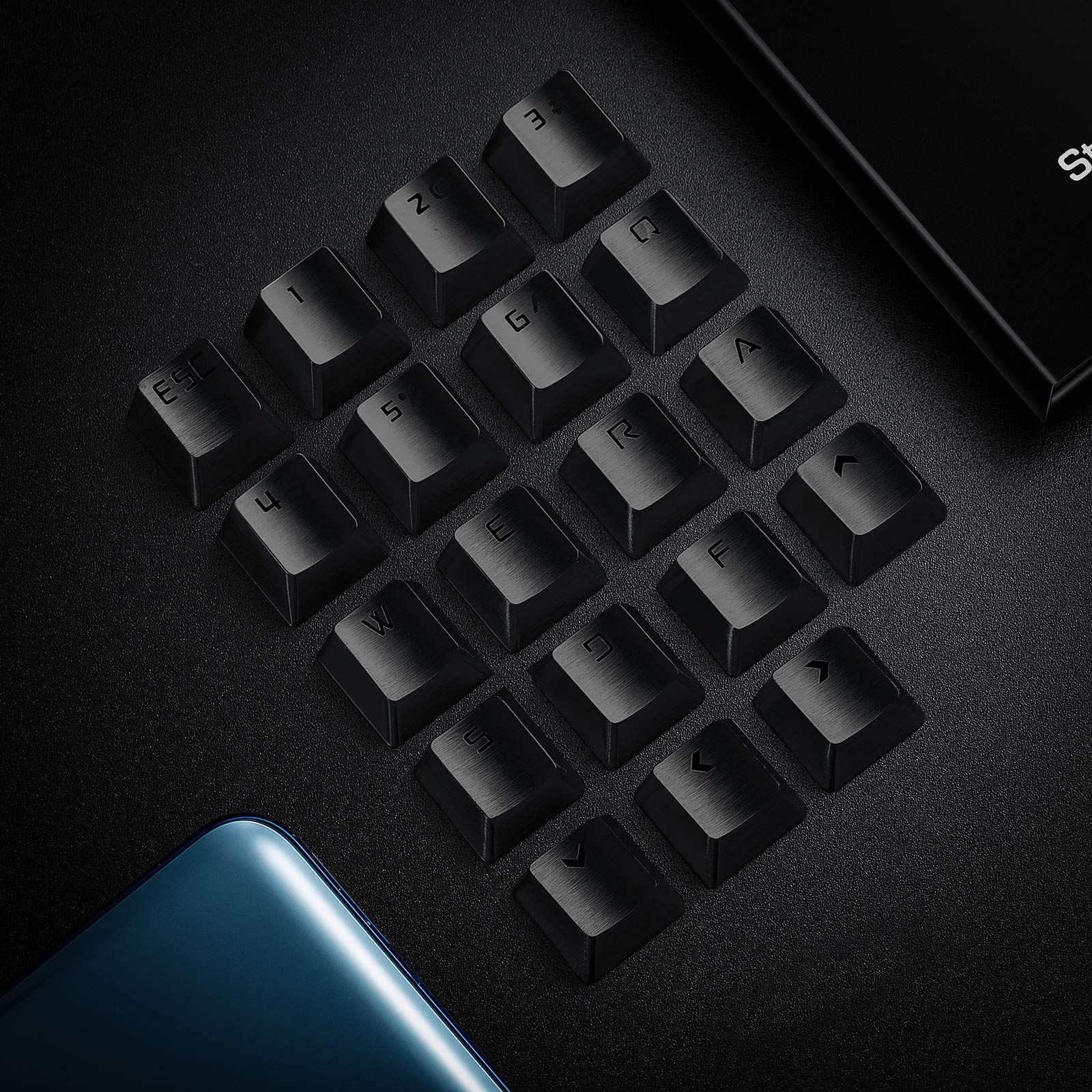 Hallsen Metal Keycaps Mechanical Gaming Keyboard Keycaps (WASD+1-6+DIR.+ESC) for FPS & MOBA, Custom 60% Keycaps Kit with Key Puller for Cherry Mx Switches Mechanical Keyboard (Silver)