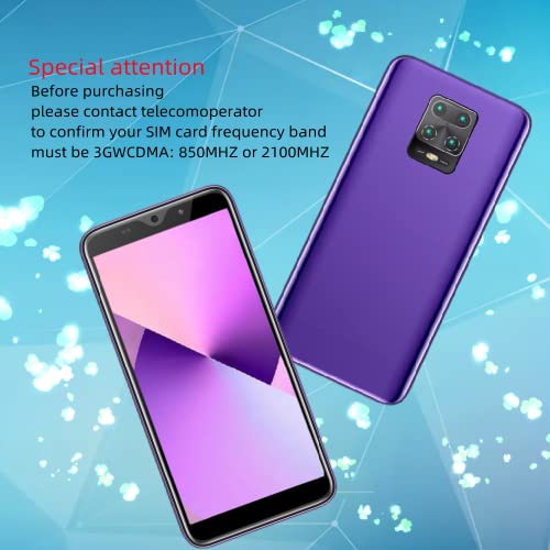 zsddzzy Unlocked Cell Phone,W8, Android Smartphone, 5.72-inch Screen,Dual SIM Card,1G RAM, 8G ROM,Only Supports Dual SIM Card Frequency Band of 3GWCDMA :850/2100MHZ(Purple)