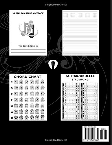 Guitar Tablature Notebook with Extra Charts: Blank Guitar Tablature Paper, Standard Tab Manuscript Paperback Chord Chart Ukulele Strumming Bonus