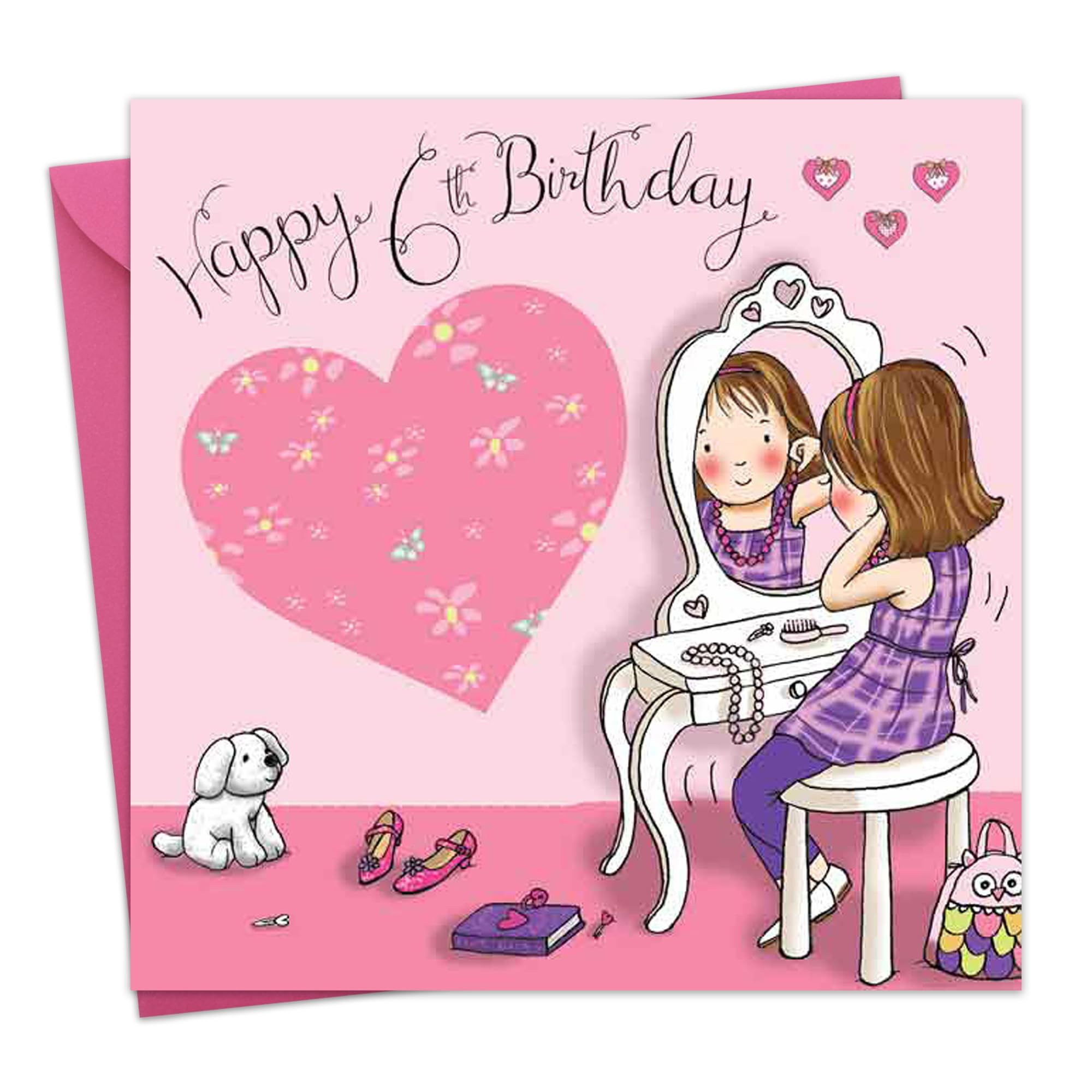 Twizler Happy 6th Birthday Card, Multicolor, 6.1 x 6.1 in