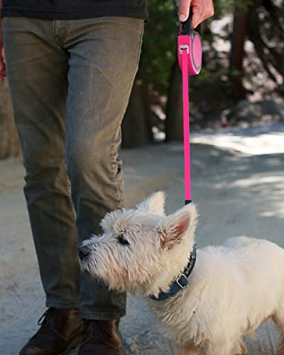 Taglory Retractable Dog Leash, 16ft No Tangle Dog Leash Retractable for Puppy Small Medium Dogs Up to 45 lbs, One-Handed Brake, Pause, Lock, Pink