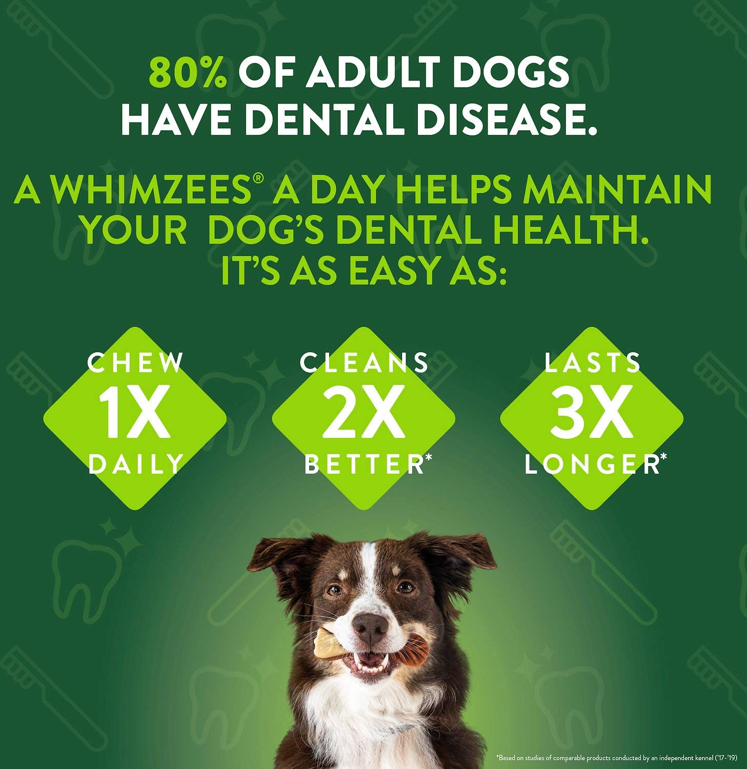 Whimzees Natural Dog Treats - Veggie Sausage Sticks Large - 7 Pack - (Dogs 40-60 lbs) - Pack of 22