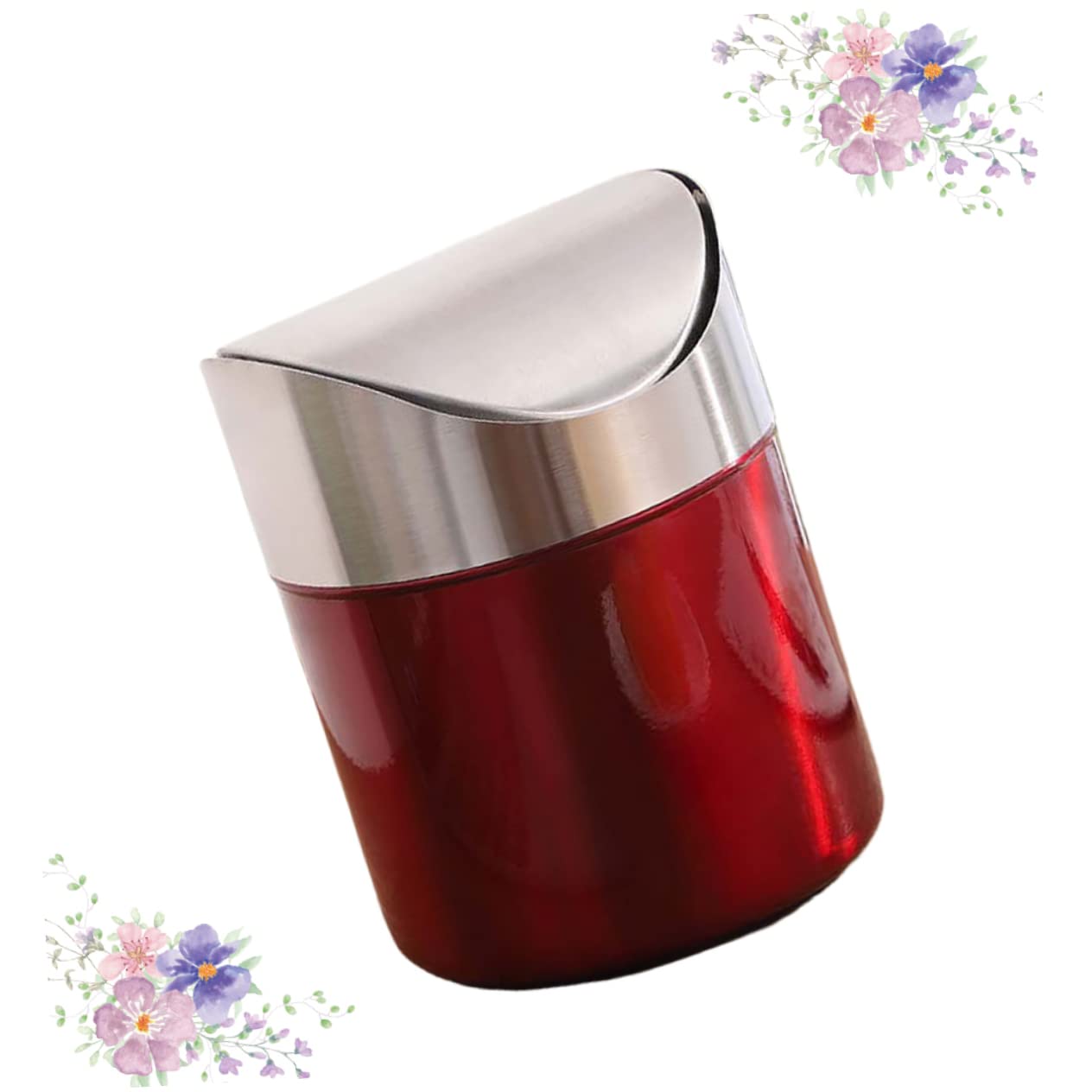 GATHINESS Desktop Trash Bin Stainless Steel Mini Waste Small Trash can with lid Small top Trash can top Garbage can Mini Trash Tiny Trash can top dust Office car Recycle