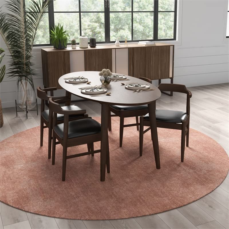 Rivol Mid Century Modern Style Solid Wood Walnut Oval 67" Dining Table
