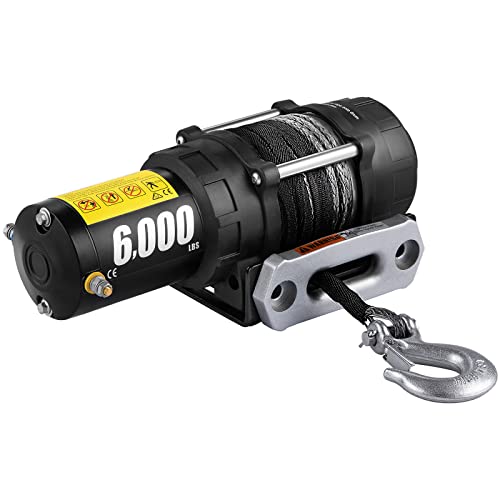 VEVOR Electric Winch 6000lb Load Capacity Truck Winch Synthetic Rope with Wireless Remote Control, Powerful Motor for ATV UTV Off Road Trailer