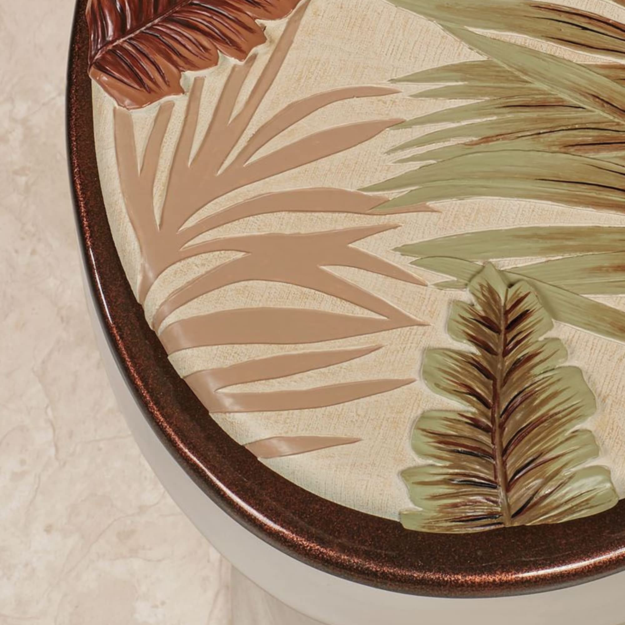 Touch of Class Key West Elongated Toilet Seat Multi Warm - Tropical Style Decor - Painted by Hand - Metal Hinges Rust Resistant - Dimensional Leaves Design - Island Decor for Bathroom