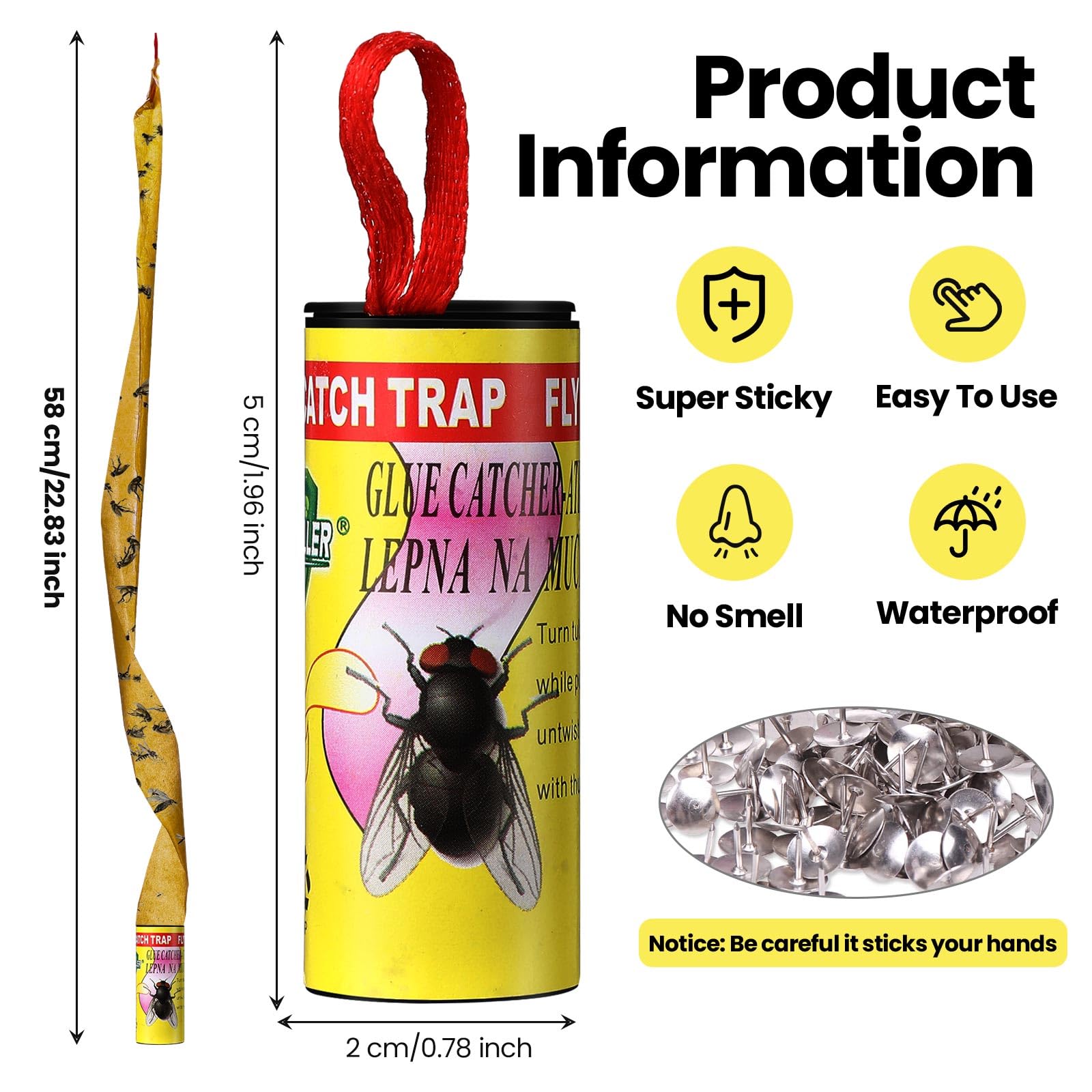Qualirey 160 Pack Fly Strips Sticky Fly Trap Indoor Outdoor Hanging Fly Ribbon Tape Paper Flying Insect Trap Gnat Killer Traps for Fruit Flies, Bug, Insect, Pest (Yellow)