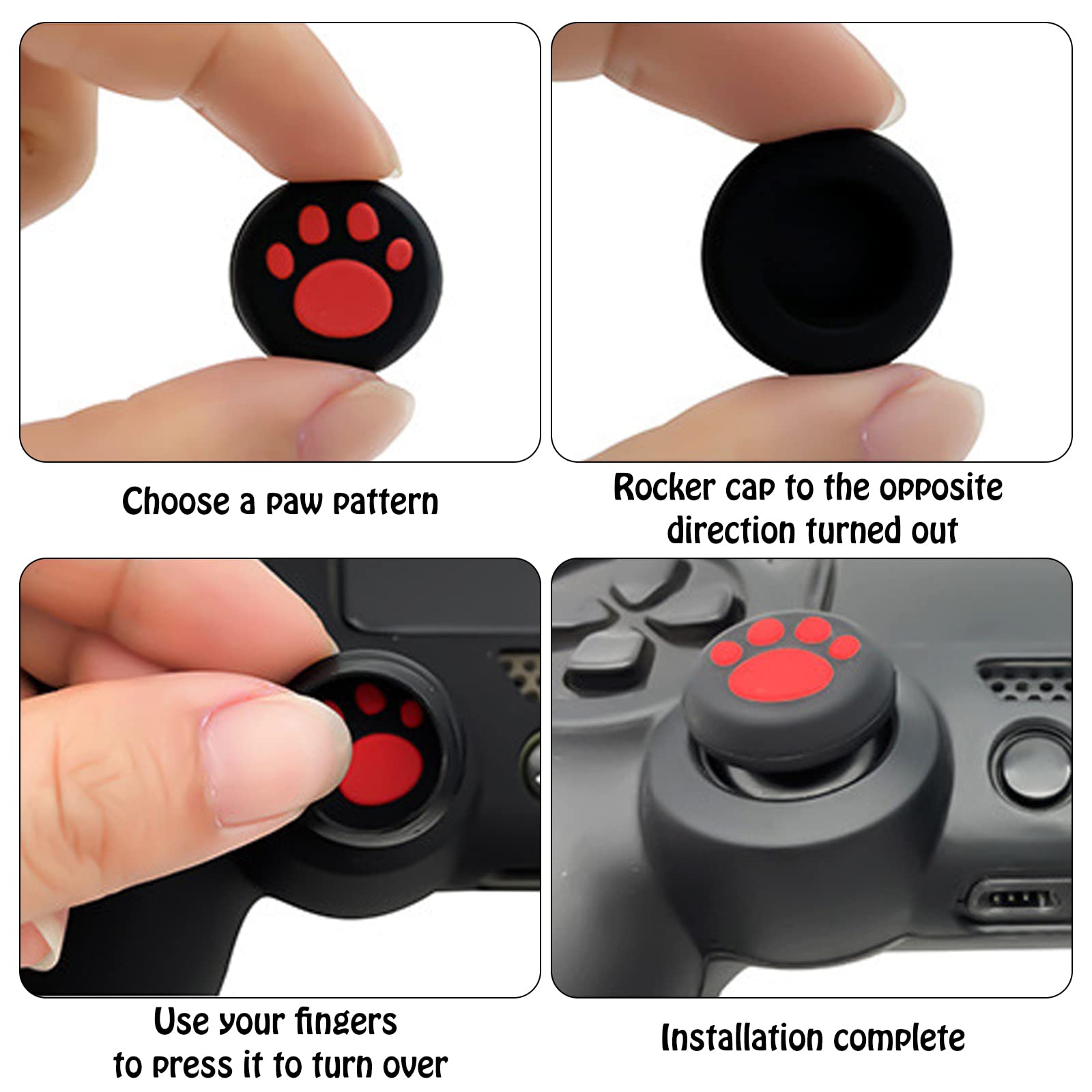 GORGECRAFT 10 Colors 40PCS Replacement Silicone Cat Paw Thumb Grip Caps Analog Stick Cover Joystick Cap Luminous Cover Compatible with All Switch, Switch Lite, Joy-Con Controller