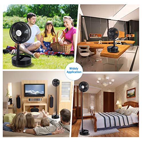 Upgraded Oscillating Fan Height Adjustable Folding and Portable Fan Rechargeable Battery Operated Fan with 4 Speeds Strong Wind for Home Office Travel, Camping, Battery Powered Fan 10800mAh(8.5-33.5h)