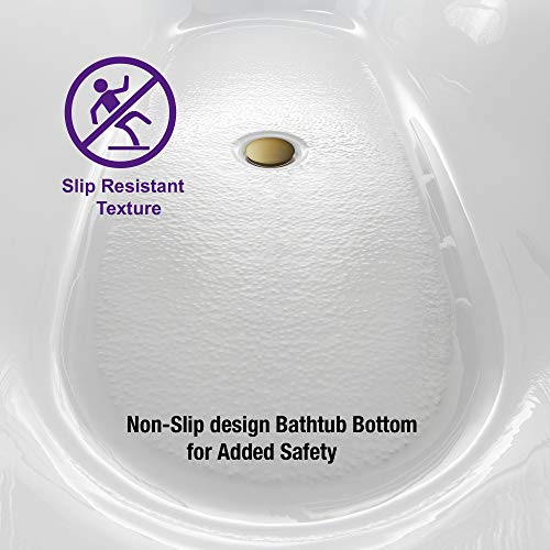 WOODBRIDGE 67"Freestanding White Acylic Soaking Bathtub with White Pillow,Drain and Overflow in Brushed Gold,BTA1508 -BG-Drain &O+ Pillow