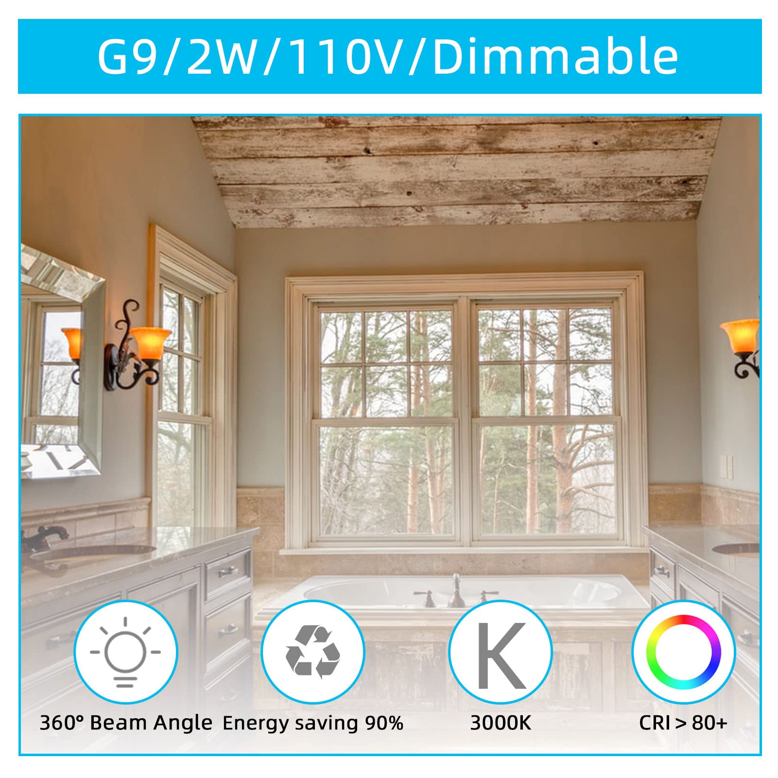 G9 Led Light Bulbs Dimmable Warm White 3000K T4 JCD Type 110V 2W Ceramic Bulb,20W Halogen Equivalent Replacement Lamp for Home Lighting 5-Pack