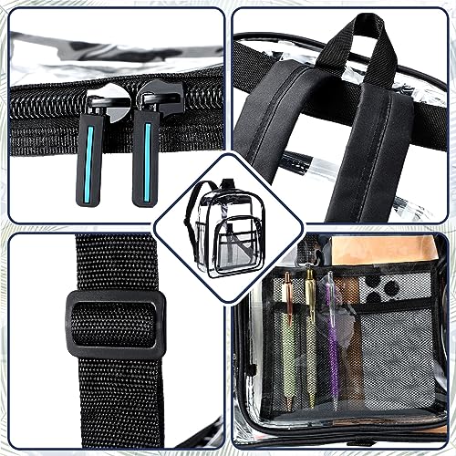 Paterr 2 Pcs Clear Backpack Set Clear Lunch Bag Plastic PVC See Through Heavy Duty Clear Tote Bag Stadium Approved with Zippers Adjustable Shoulder Straps for Work Travel Women Men Officers Festival