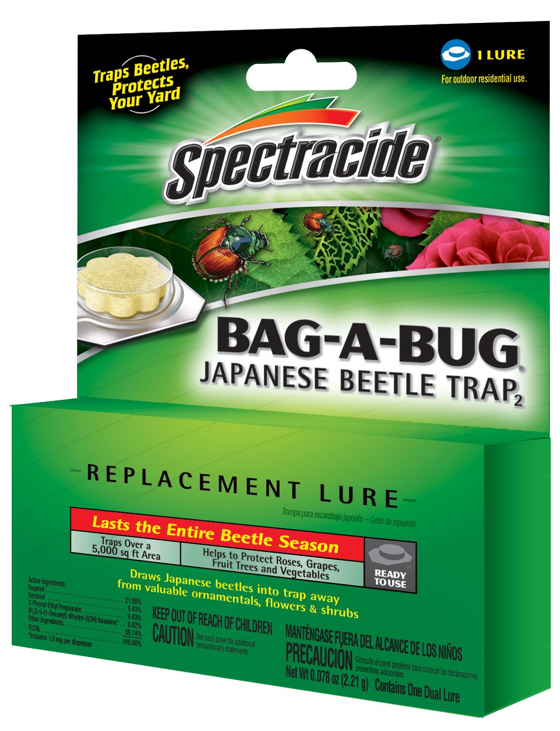 Spectracide Bag-A-Bug Japanese Beetle Trap Replacement Lure 1 Count, Lure Refill & Insect Killer, 6 Bags