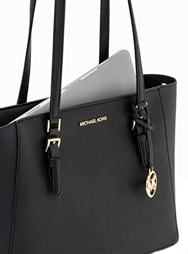 Michael Kors Charlotte Large 3-in-1 Tote Crossbody Handbag Leather (Black)