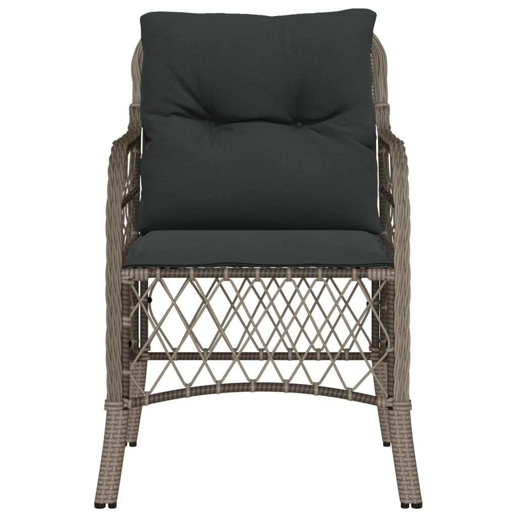 vidaXL Patio Chairs with Cushions - Gray Poly Rattan Outdoor Garden Furniture, Comfortable Seating with Washable Cushion Covers, 23" x 26.4" x 33.9"
