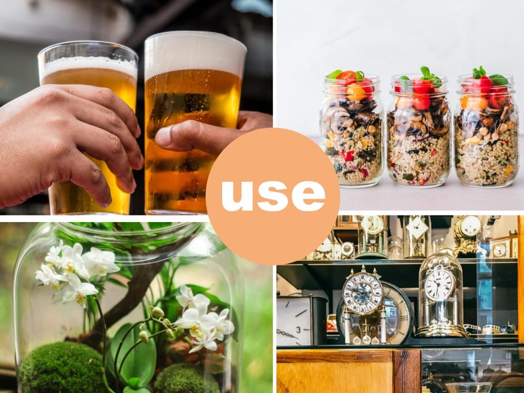 Phunihel 6 Pcs Drinking Glasses with Bamboo Lids and Glass Straw - 16 Oz Can Shaped Glass Cups for Beer, Ice Coffee, Cute Tumbler Cup Great for Soda Boba Tea Cocktail Include 3 Cleaning Brushes