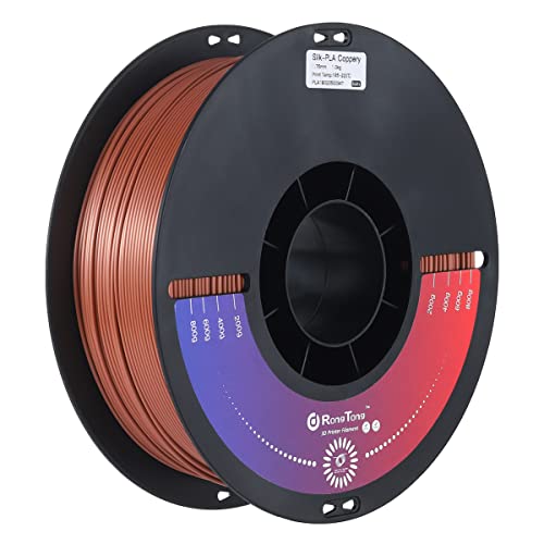PLA Silk Copper 3D Printer Filament 1.75mm, RongTong 3D Printing Silk PLA 1kg/2.2lb Spool Printing Material, Silky Shiny Metallic Luster Surface Filament, Fits Most FDM 3D Printers