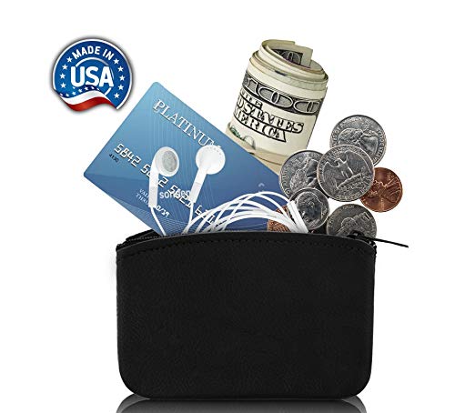 Genuine Leather Large Coin Purse for Women, Change Purse Zipper Wallet For Men Size 5x3 U.S.A. Made By Nabob Leather