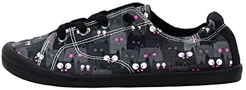 Skechers BOBS Women's Beach Bingo-Kitty Pack Sneaker, Black/Black, 8.5 M US