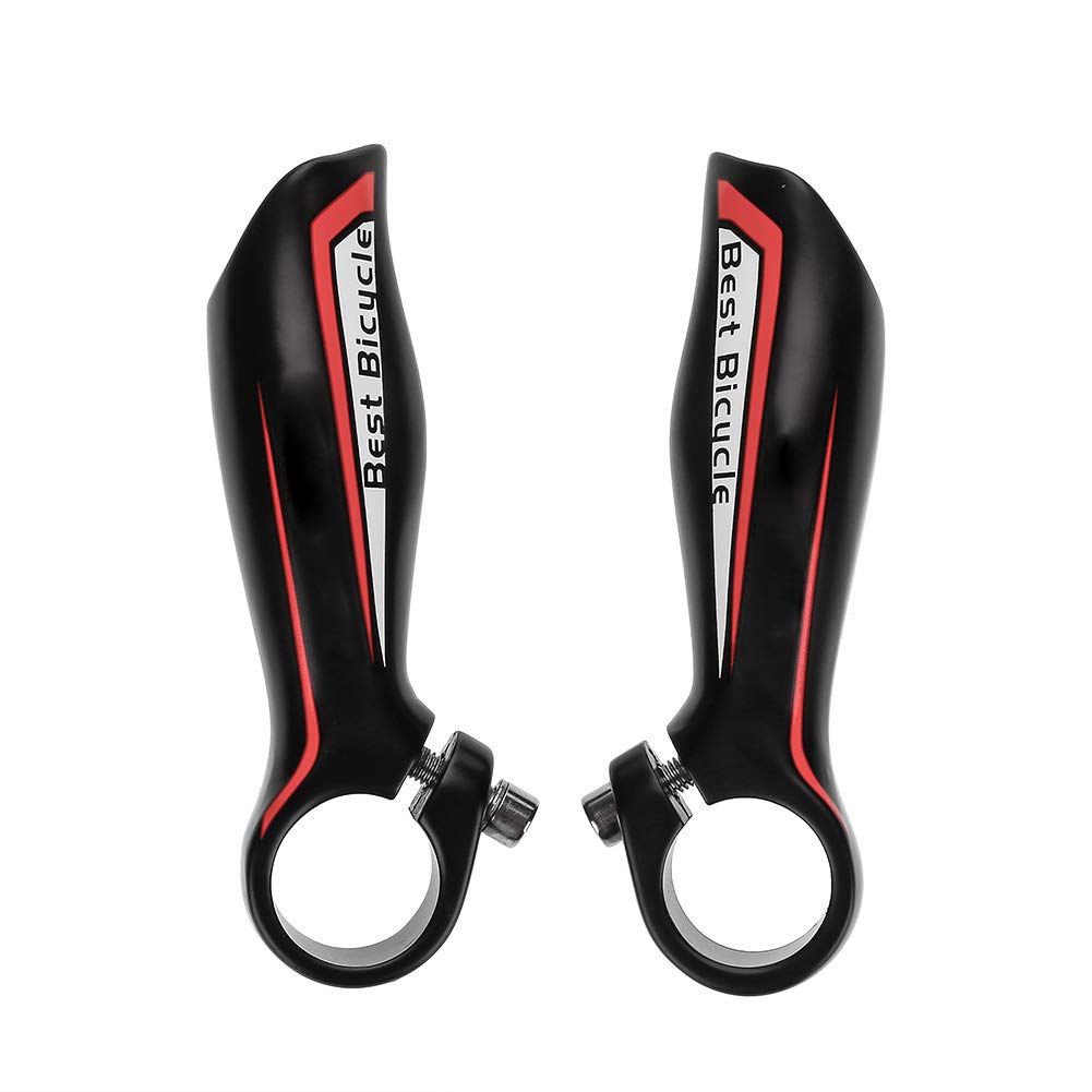 Health Gear 1 Pair Black Aluminum Alloy Handlebar End Grips with Soft Rubber Plugs for Mountain Bike Road Bike Handlebar with 22.2mm